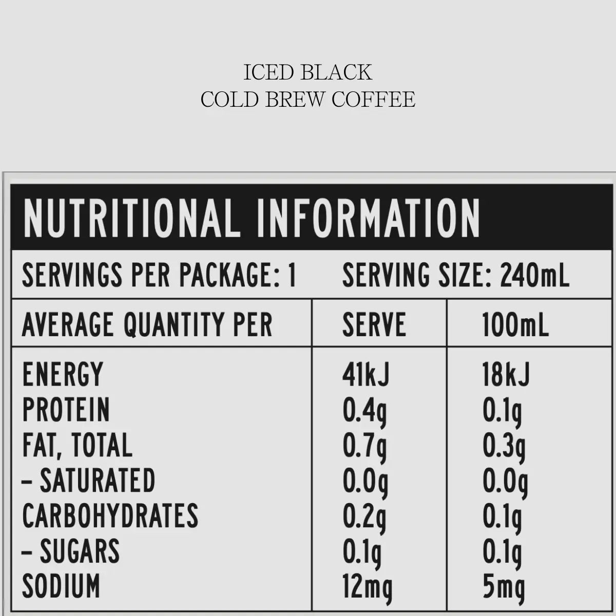 Cold Brew Coffee - Iced Black ( 4 Pack )